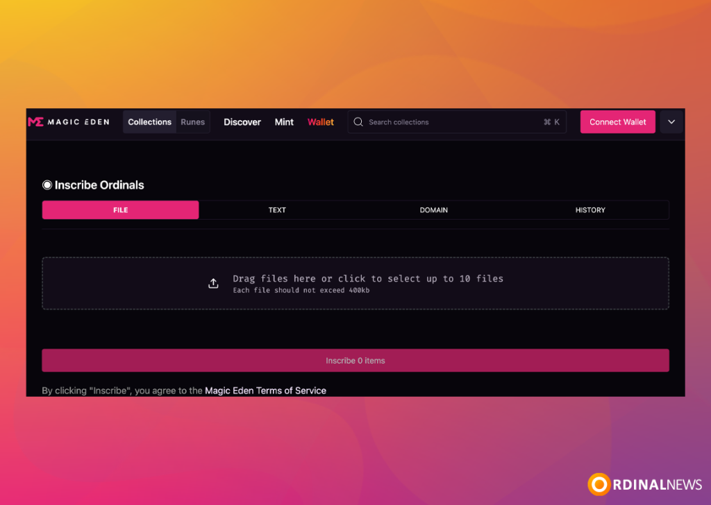 How to Inscribe Files on MagicEden - OrdinalNews.io