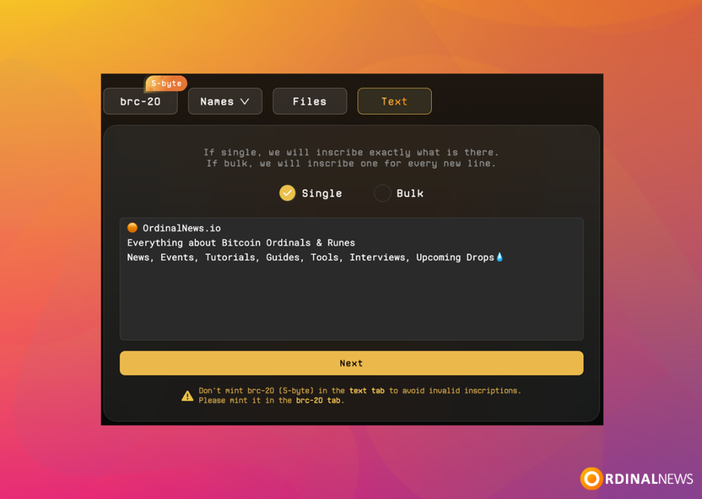 How to Inscribe Text on UniSat - OrdinalNews.io